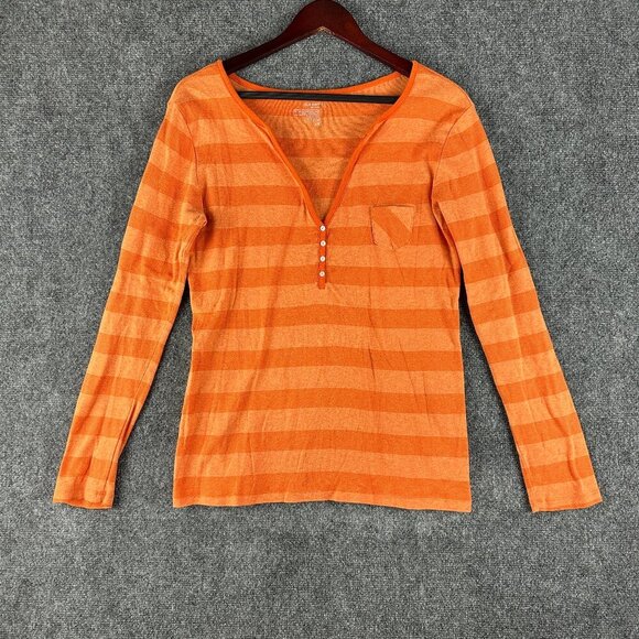Old Navy | Tops | Old Navy Top Womens Large Orange Striped Cotton ...